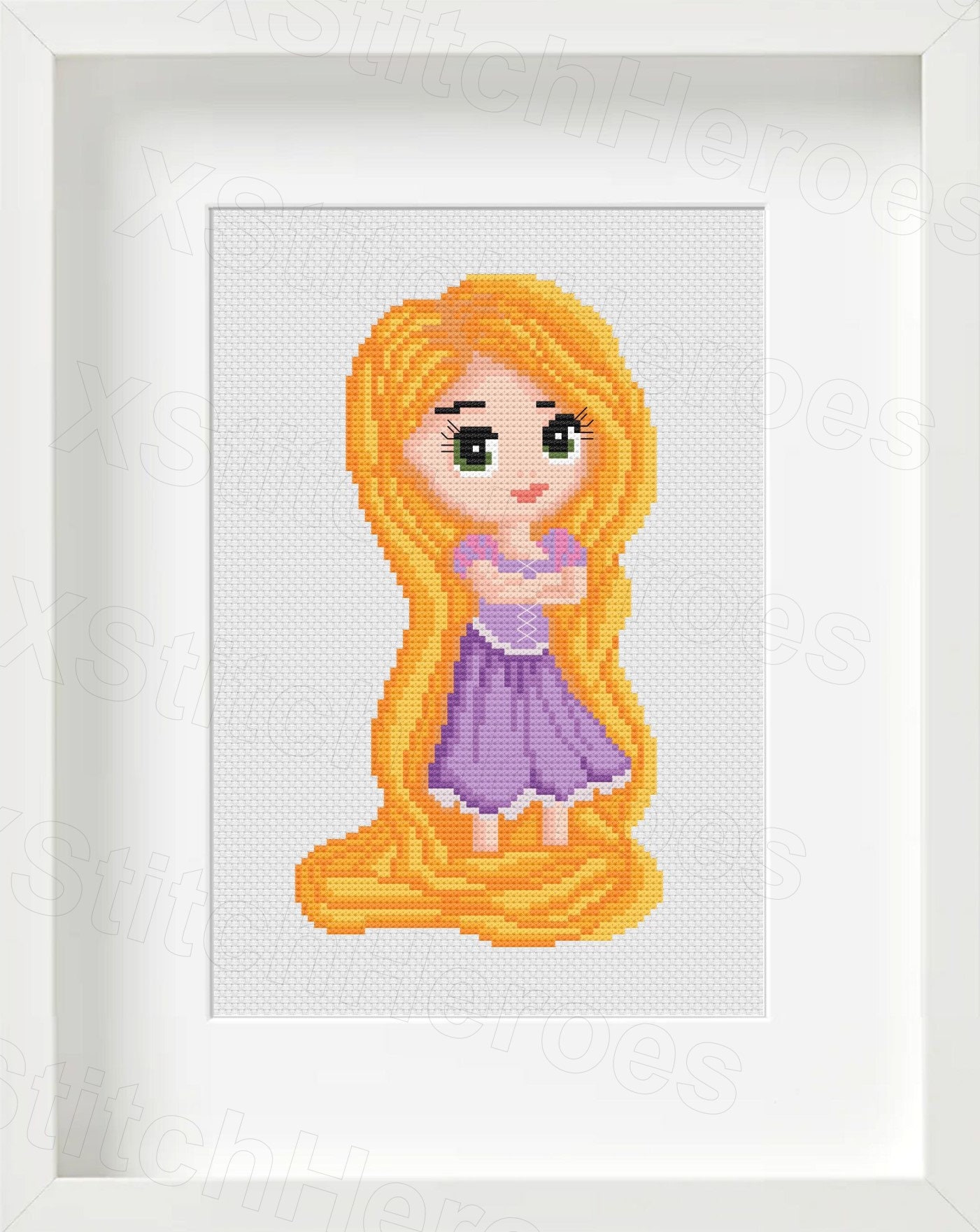 Little Rapunzel Cross Stitch Pattern, Princess Home Decor (PDF Pattern ...