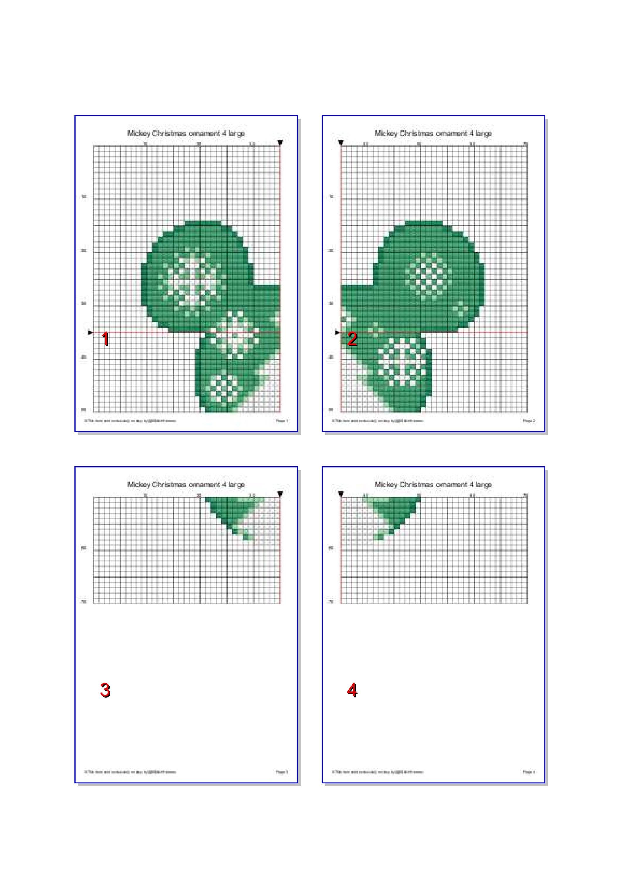 Mickey Mouse Christmas Ornament, Cross Stitch Pattern, Set of 4, (PDF ...