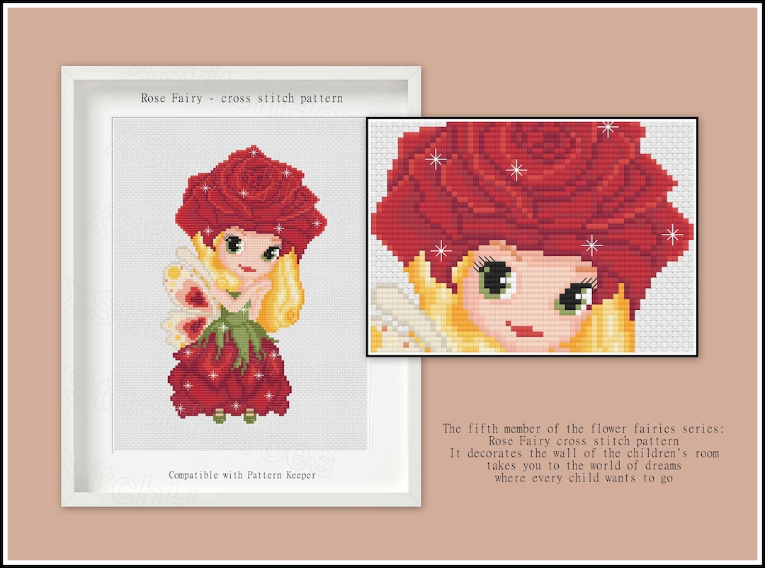 Rose Fairy Cross Stitch Pattern Flower Fairy Pattern Kids Room ...