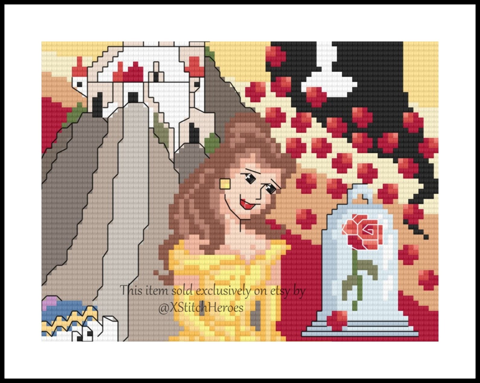 Beauty and the Beast Fantasy Cross Stitch Pattern Belle Cross Stitch ...