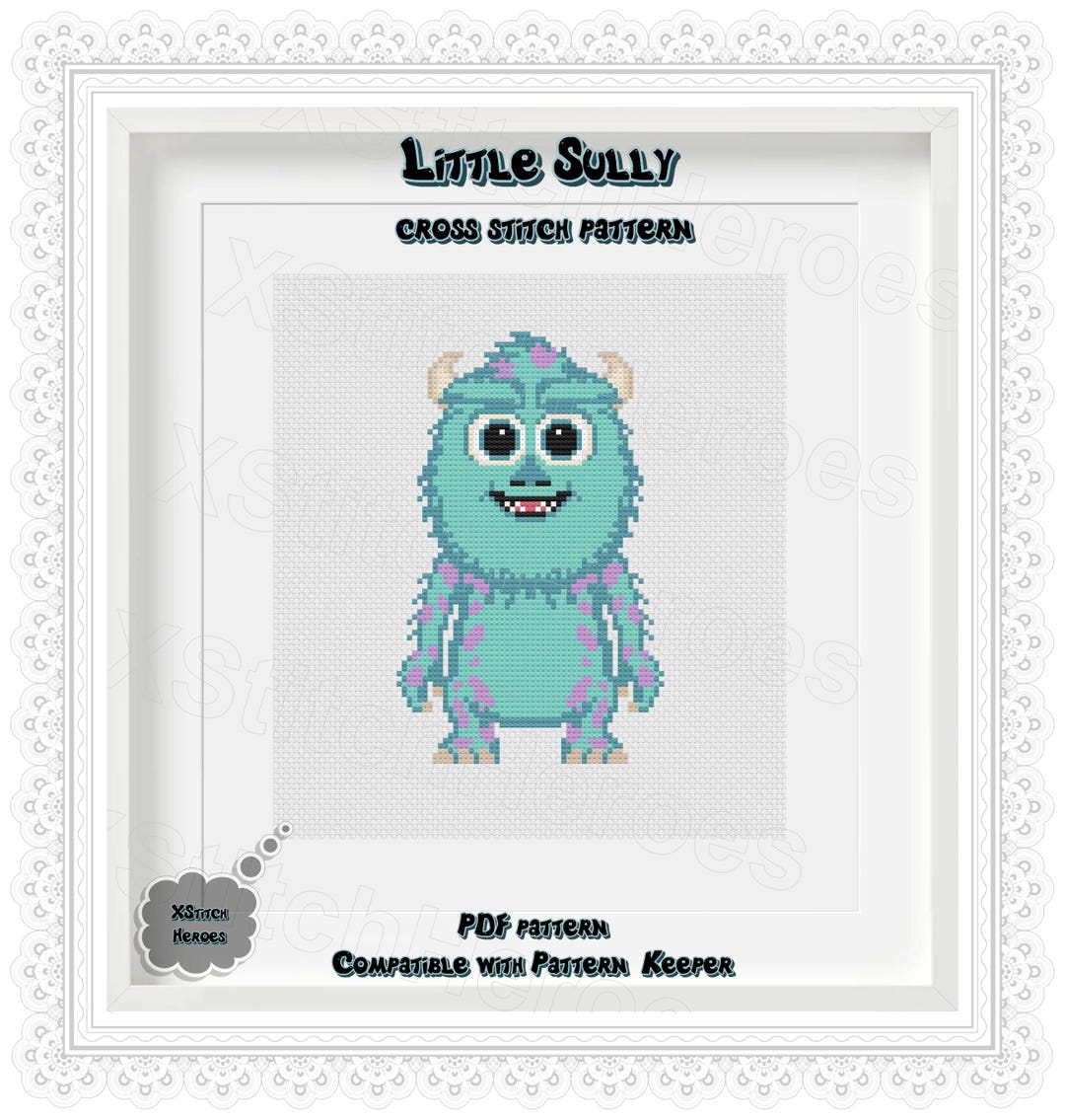 Little Sully Monster Cross Stitch Pattern, Kids Room Decor (PDF Pattern ...