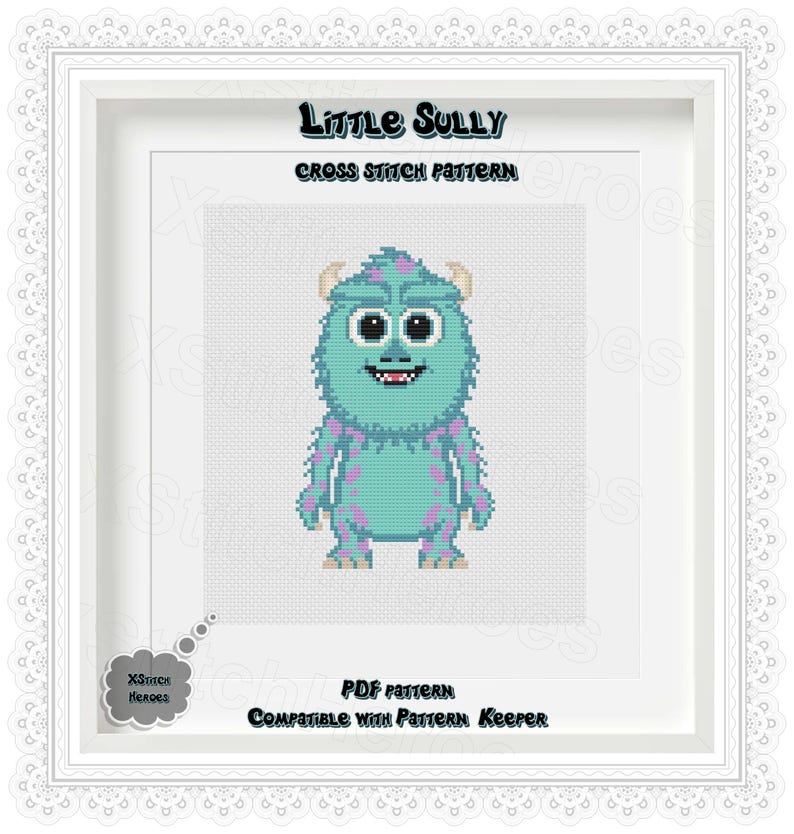 Little Sully Monster Cross Stitch Pattern, Kids Room Decor (PDF Pattern ...