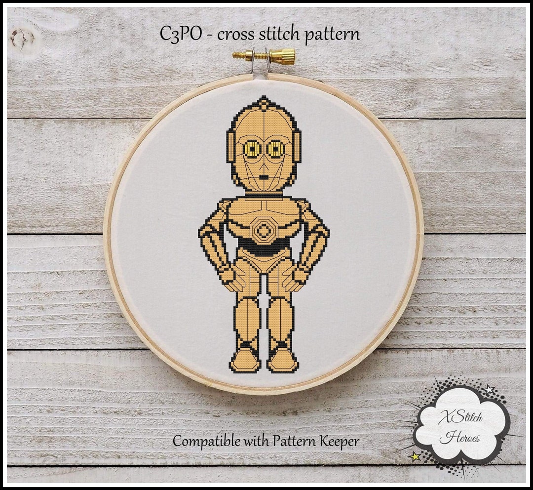 Droid 1 Cross Stitch Pattern Star Wars Star Embroidery Movie Star ...