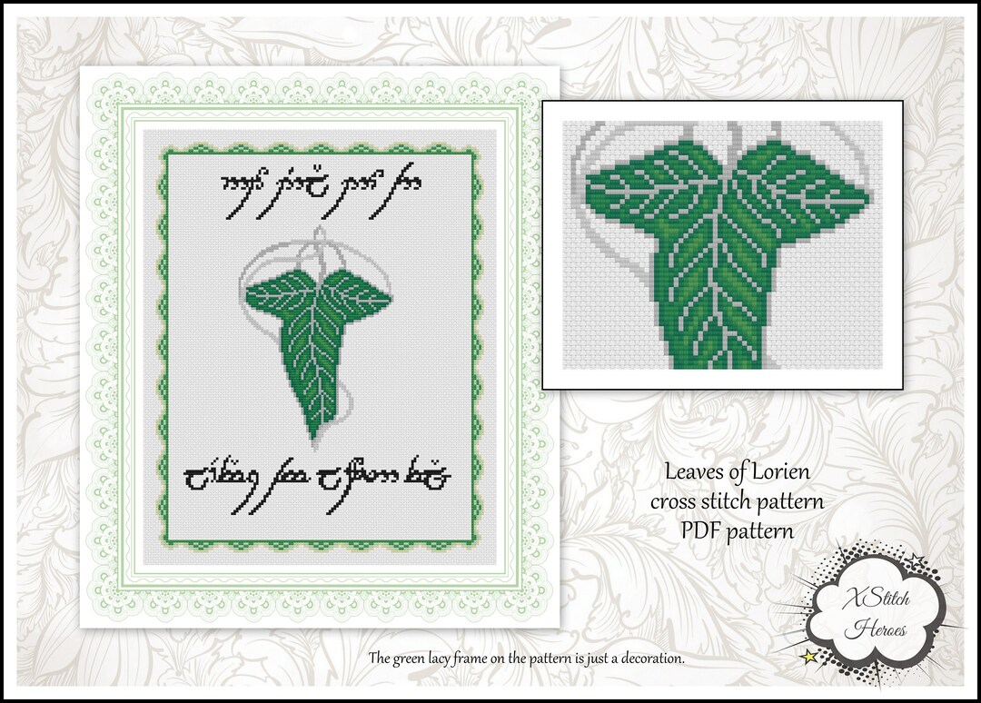 Elven Leaf Cross Stitch Pattern Lord of the Rings Leaves Pattern LOTR ...
