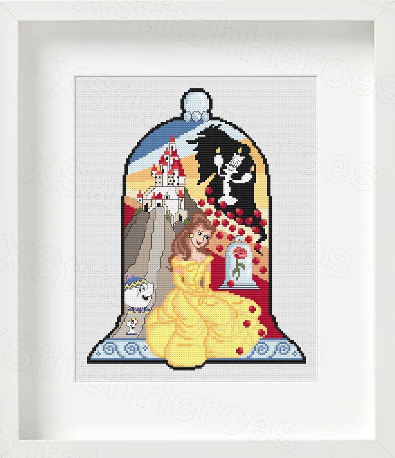 Beauty and the Beast Fantasy Cross Stitch Pattern Belle Cross Stitch ...