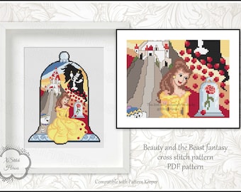 Beauty and the Beast Cross Stitch Pattern Belle DIY Princess - Etsy