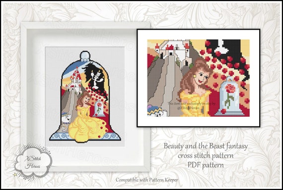 Beauty and the Beast Fantasy Cross Stitch Pattern Belle Cross - Etsy