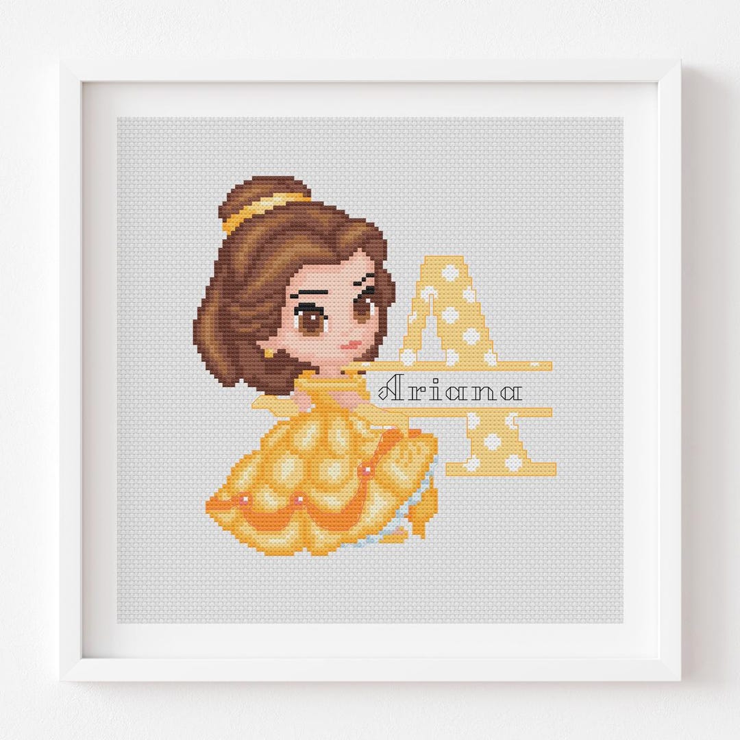 Princess Alphabet Cross Stitch Pattern: Belle Decoration, Kids Room ...