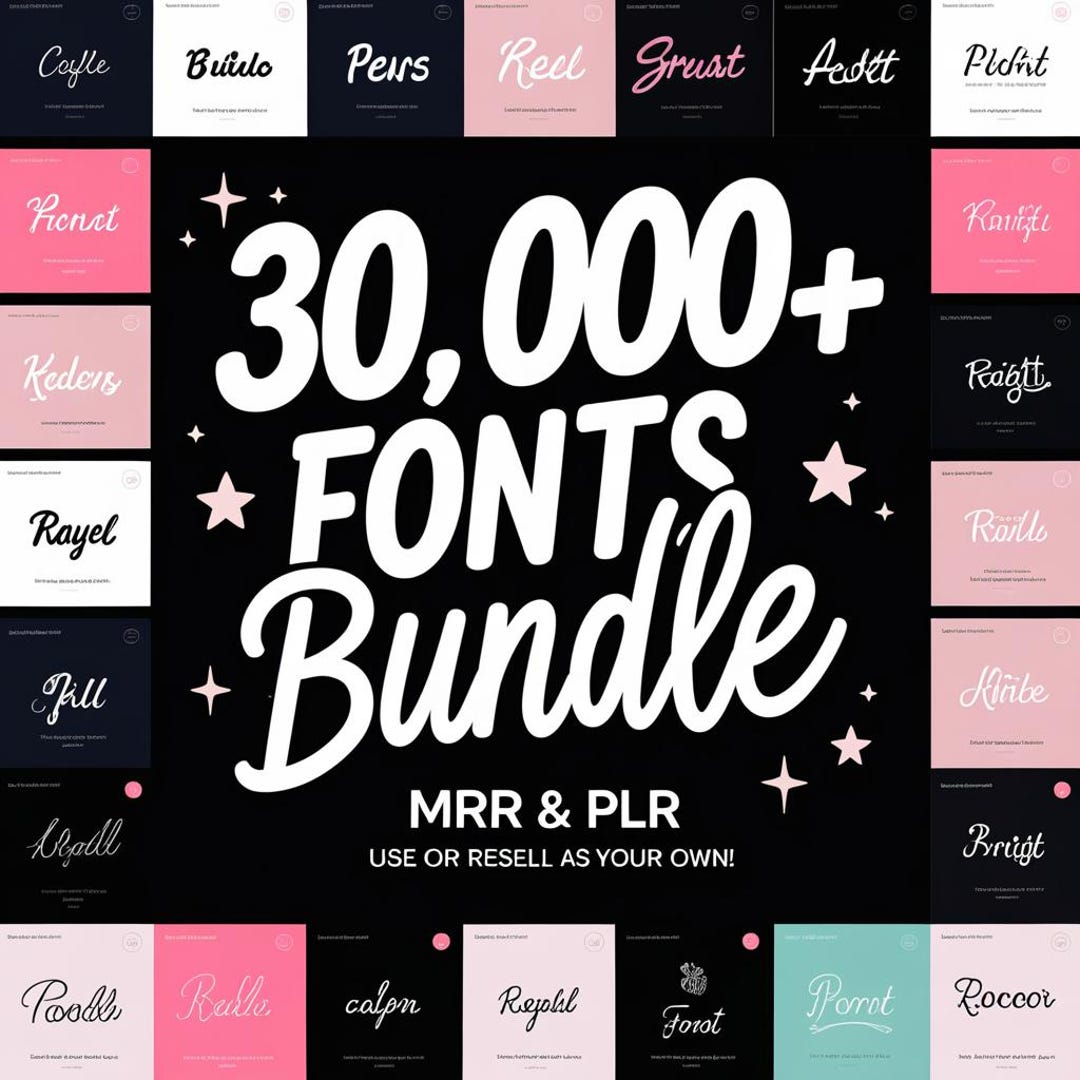 30,000+ Mega Fonts Bundle: Master Resell Rights, Canva Compatible - Etsy