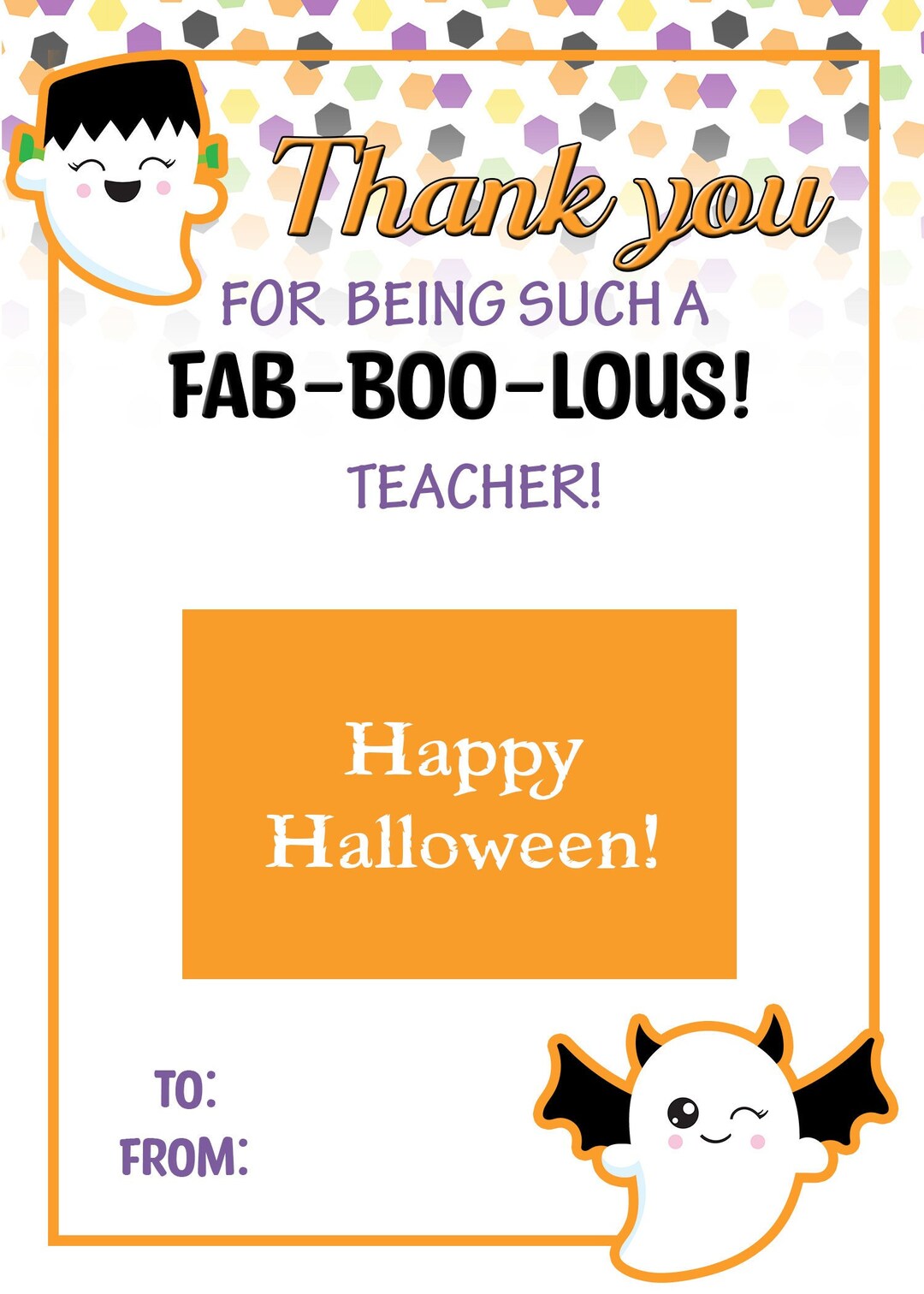 Printable Halloween Gift Card Holder, Instant Download, Gift for ...