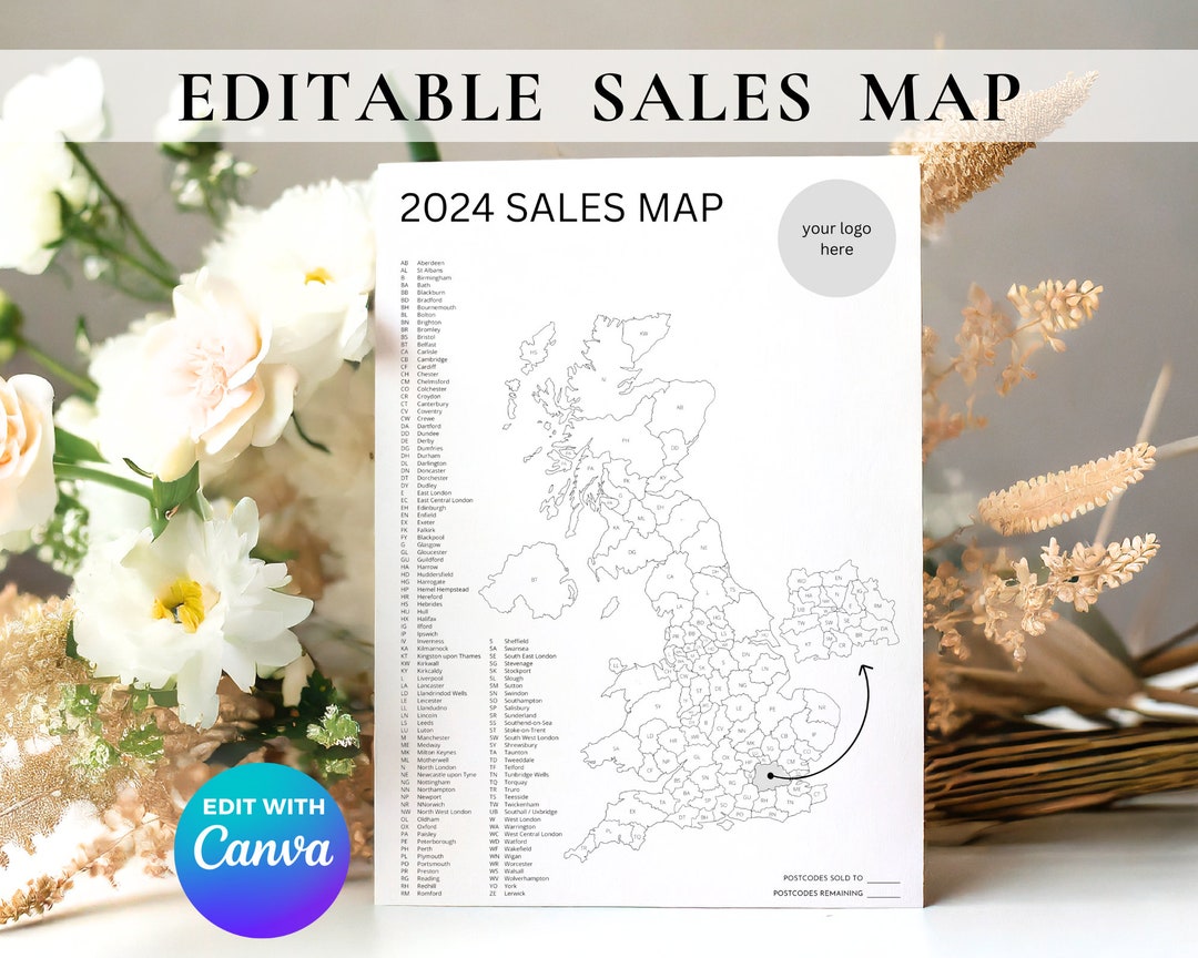 UK Postcode Sales Map, Editable Business Sales Map, Etsy Sales Tracker ...