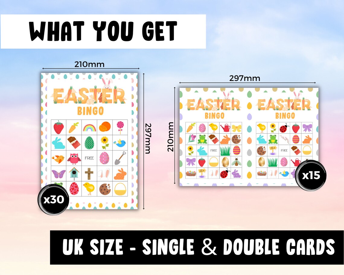 PRINTABLE, Easter Bingo Cards, 30 Unique Cards, Kids Spring Activity ...