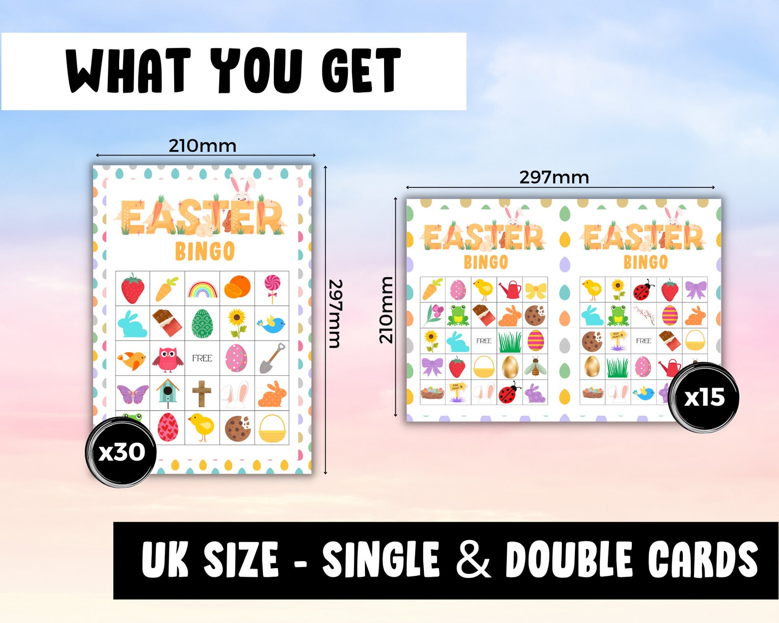 PRINTABLE, Easter Bingo Cards, 30 Unique Cards, Kids Spring Activity ...