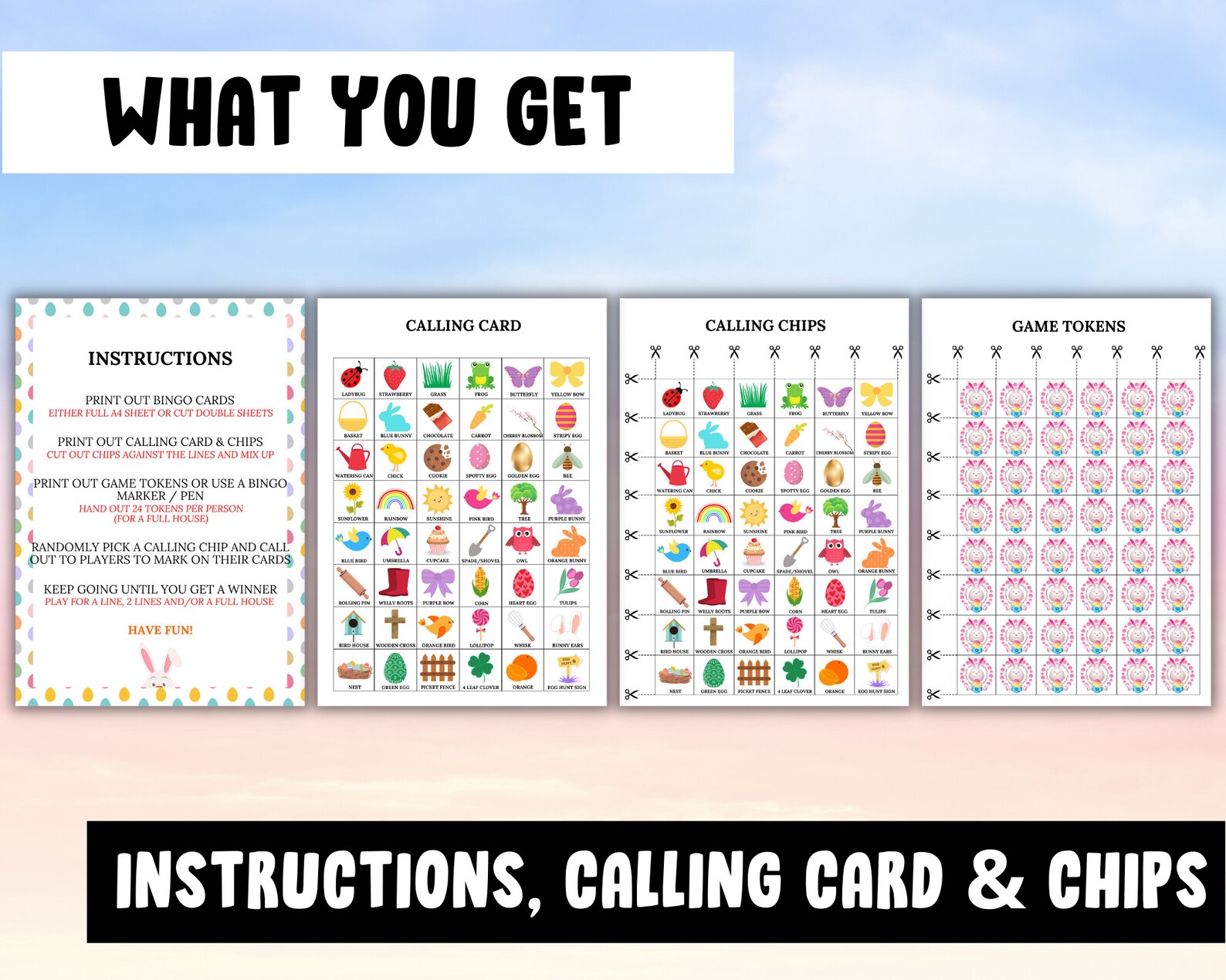 PRINTABLE, Easter Bingo Cards, 30 Unique Cards, Kids Spring Activity ...