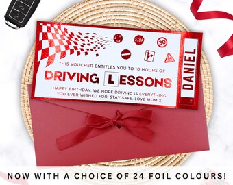 Foil Driving Lessons Voucher, Learning to Drive Gift, Surprise 17th ...