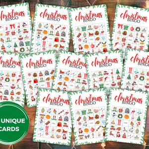 PRINTABLE, Christmas Bingo Cards, 30 Unique Cards, Kids Christmas ...
