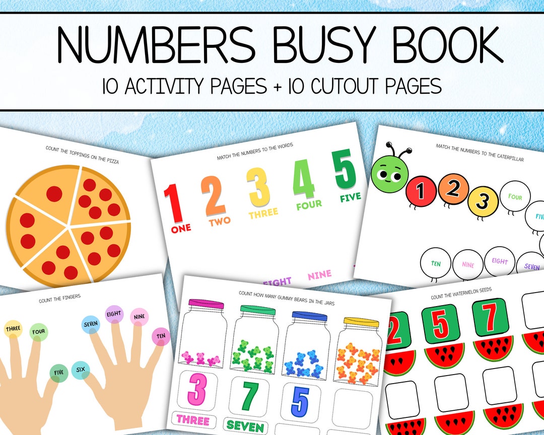 Toddler Busy Book Printable, Learn Numbers, Quiet Book for Early ...
