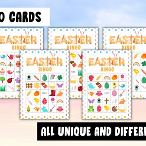 PRINTABLE, Easter Bingo Cards, 30 Unique Cards, Kids Spring Activity ...