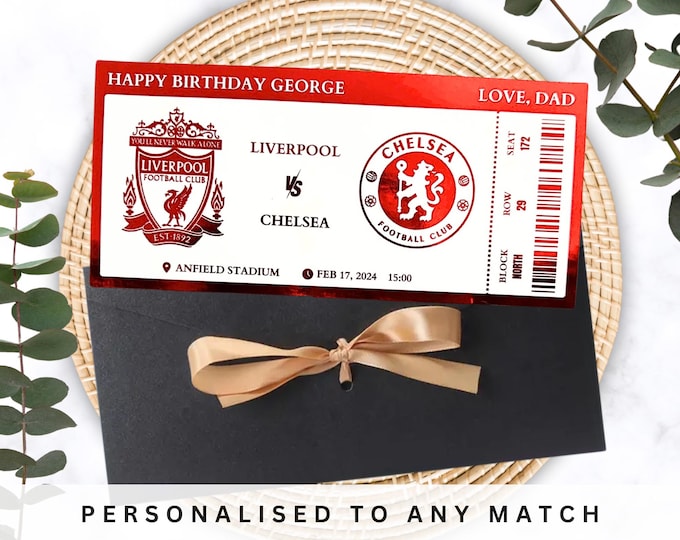 Personalised Football Match Ticket, Custom Event Ticket, Christmas ...