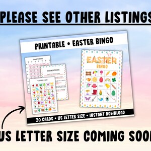 PRINTABLE, Easter Bingo Cards, 30 Unique Cards, Kids Spring Activity ...