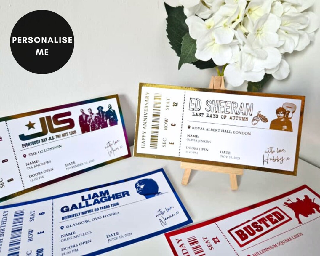 Personalised Foiled Concert Ticket Custom Event Ticket - Etsy UK