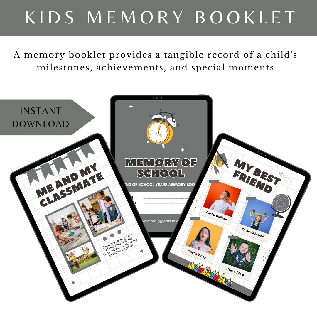 Grey and Yellow School Memory Book Template - Etsy