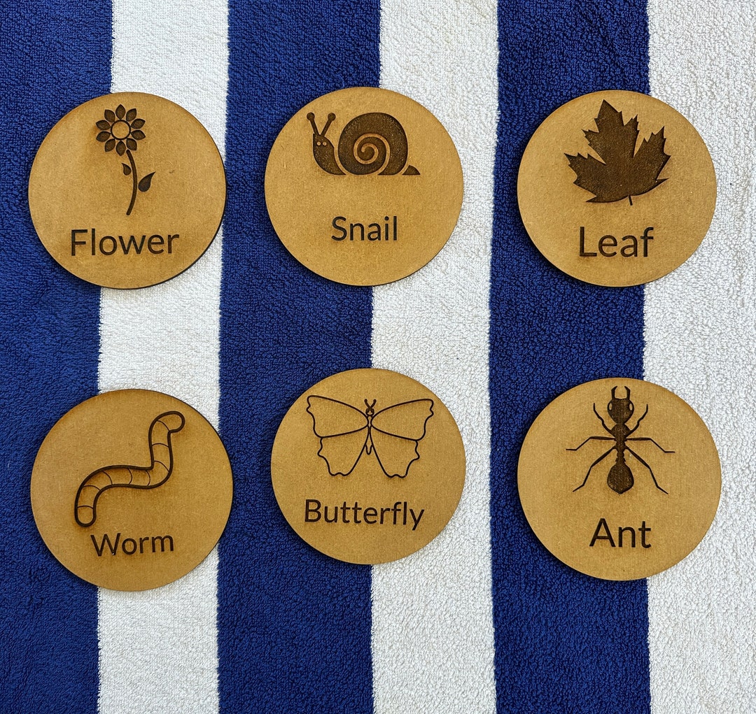 Set of 6 Wooden Learning Discs, Educational, Tuff Tray, Forest School ...