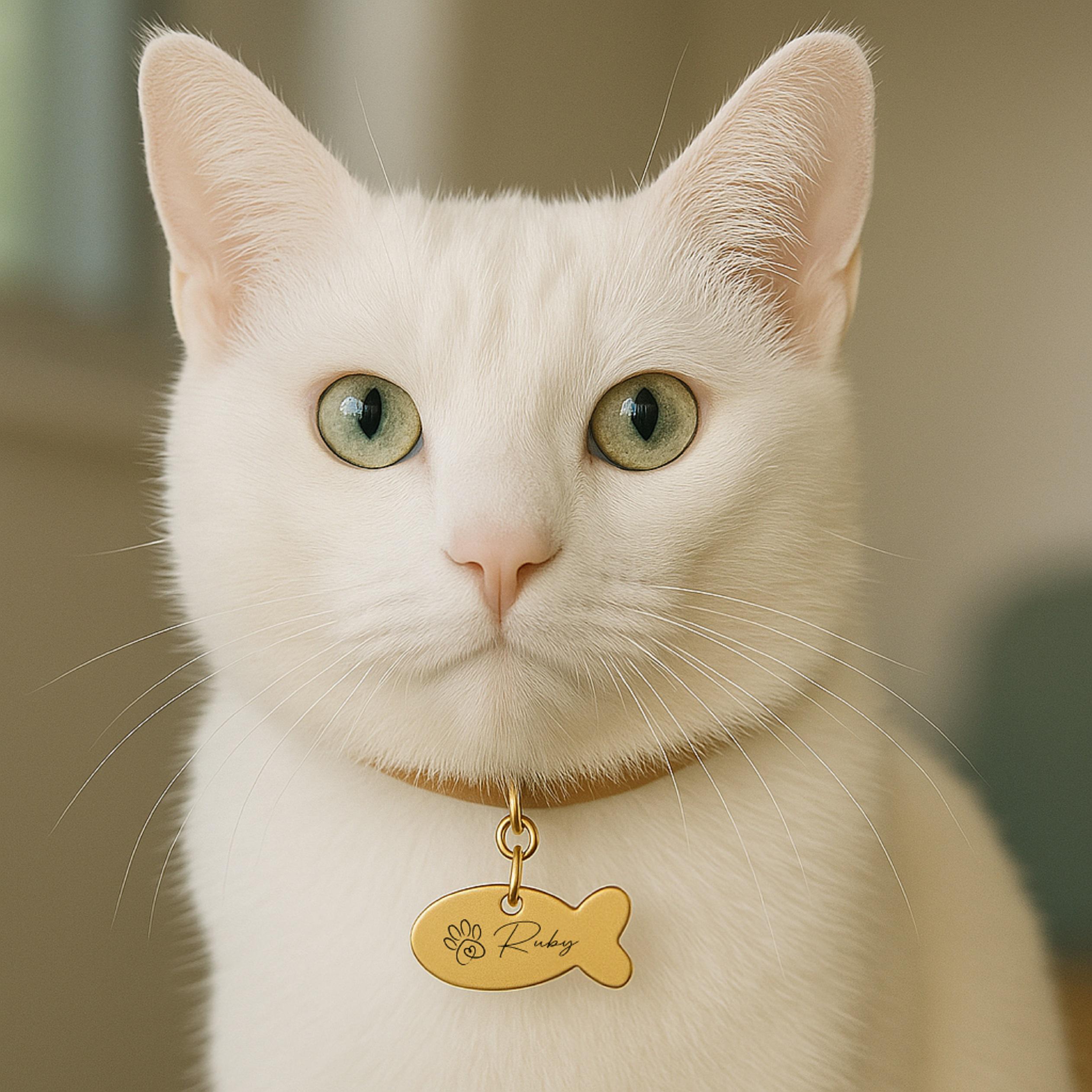 Custom Cat Tag, Fish Shape Pet Name Tag, Cute Cat Tag, Cat Collar Tag ...