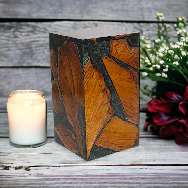 Wooden Resin Filled Urn This Urn is Made From Olive Wood and Epoxy - Etsy