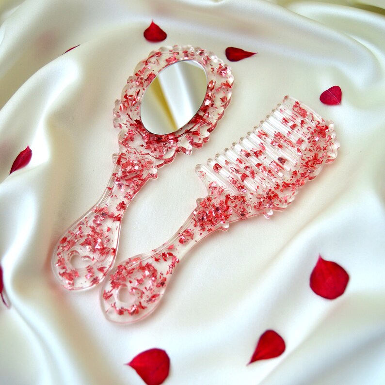 Personalized Custom Hair Brush and Hand Mirror Set Gift Idea for Girls ...