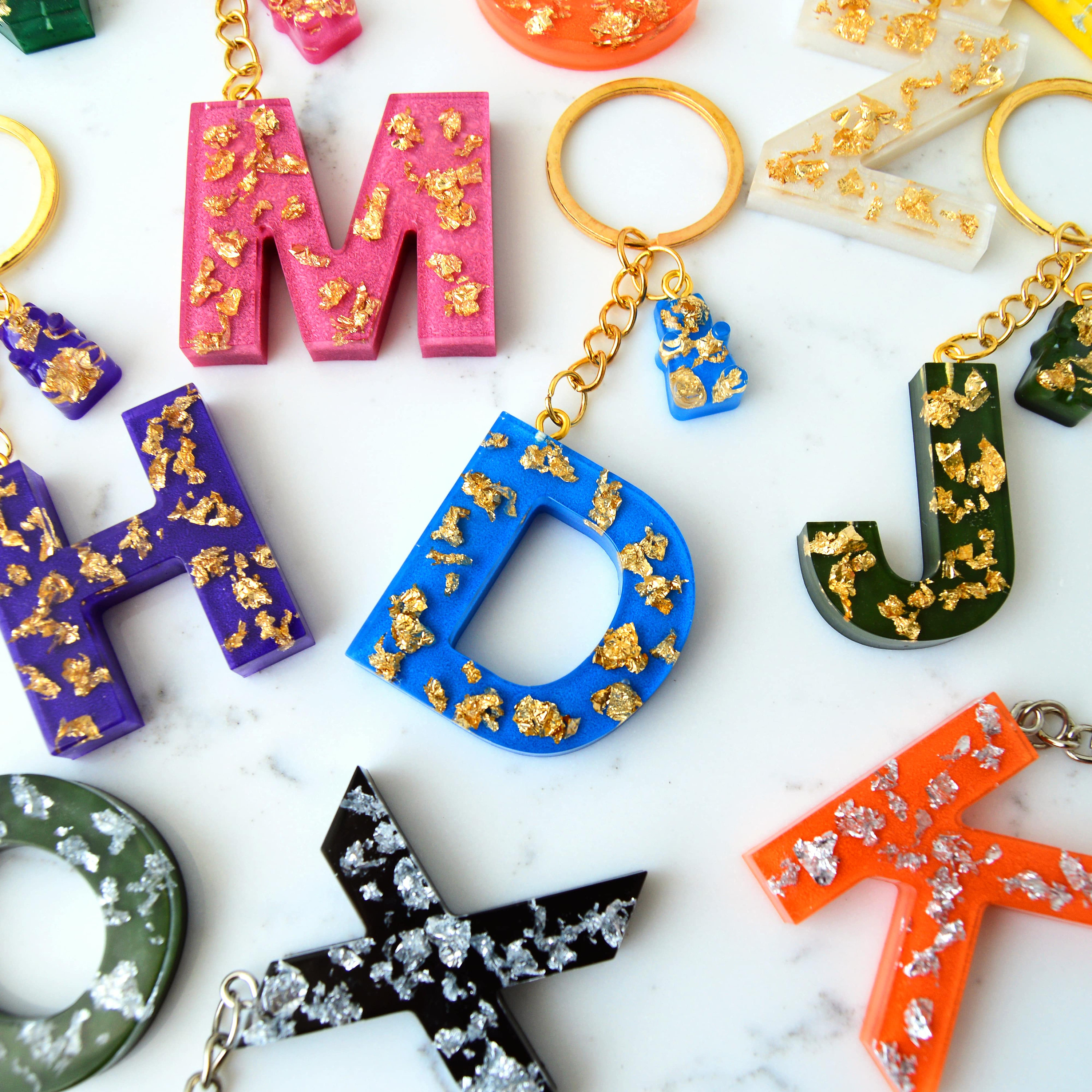 Custom Resin Initial Keychain With Name Letter Keychain Ideal for ...