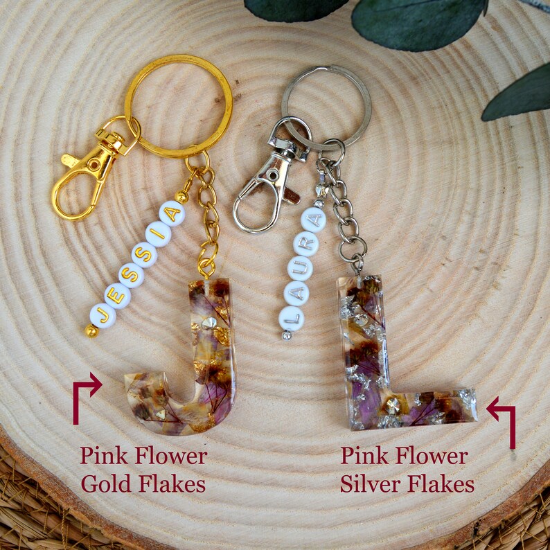 Personalized Name Bead Keychain Resin Letter Key Chain Initial - Etsy