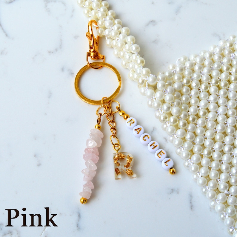 Personalized Crystal Keychain With Name, Gemstone Keychain, Custom Name ...