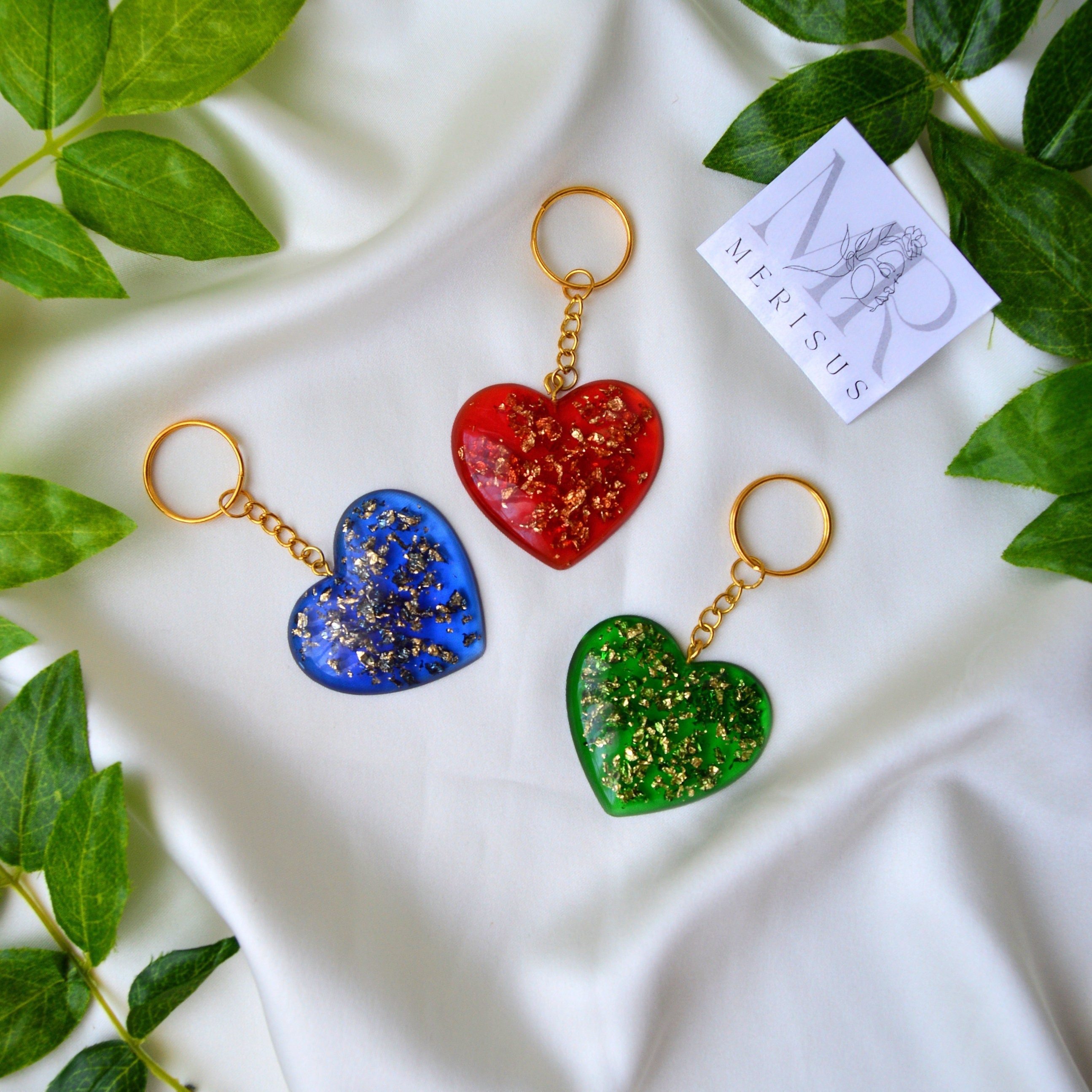 Heart Custom Resin Keyring, Keychain, Green, Red, Blue, Keyring ...