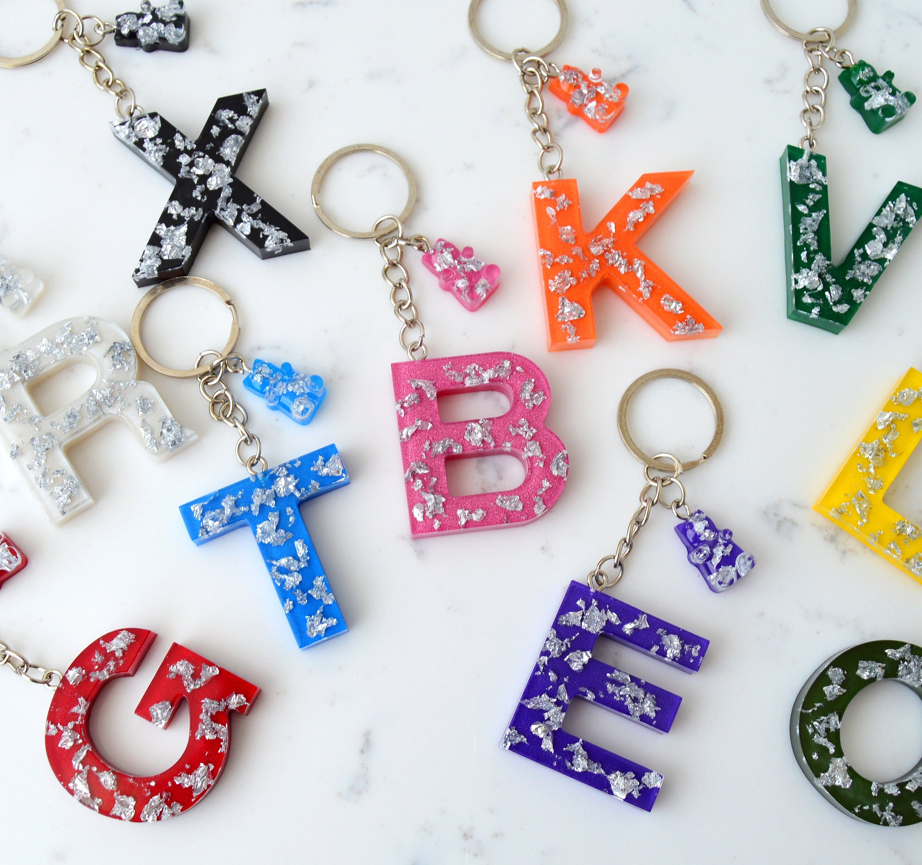 Custom Resin Initial Keychain With Name Letter Keychain Ideal for ...