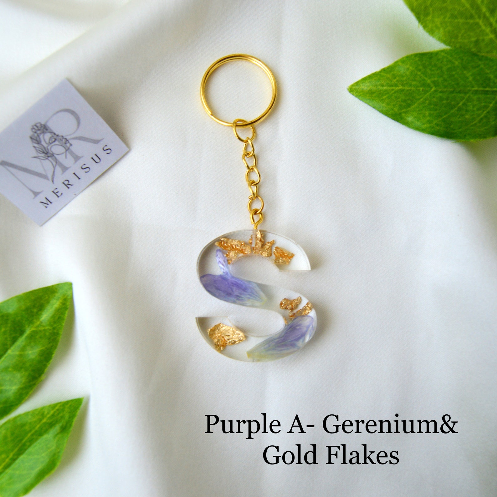 Personalized Resin Flowers Letter Keychain, Inital Keyring, Dried ...