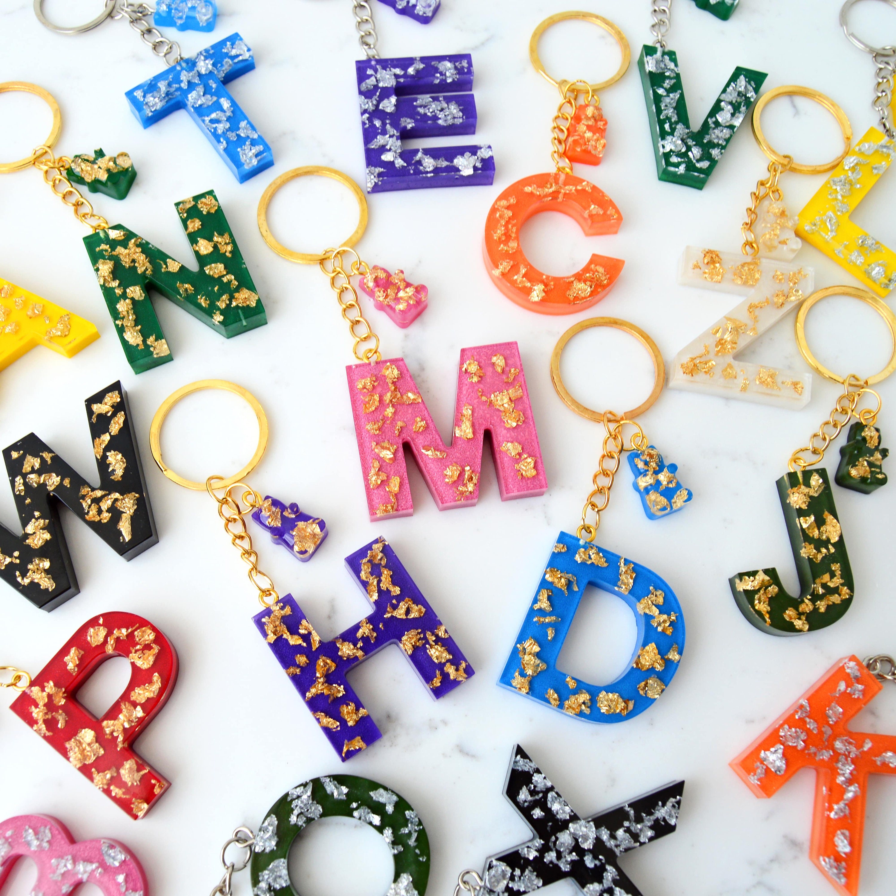 Custom Resin Initial Keychain With Name Letter Keychain Ideal for ...