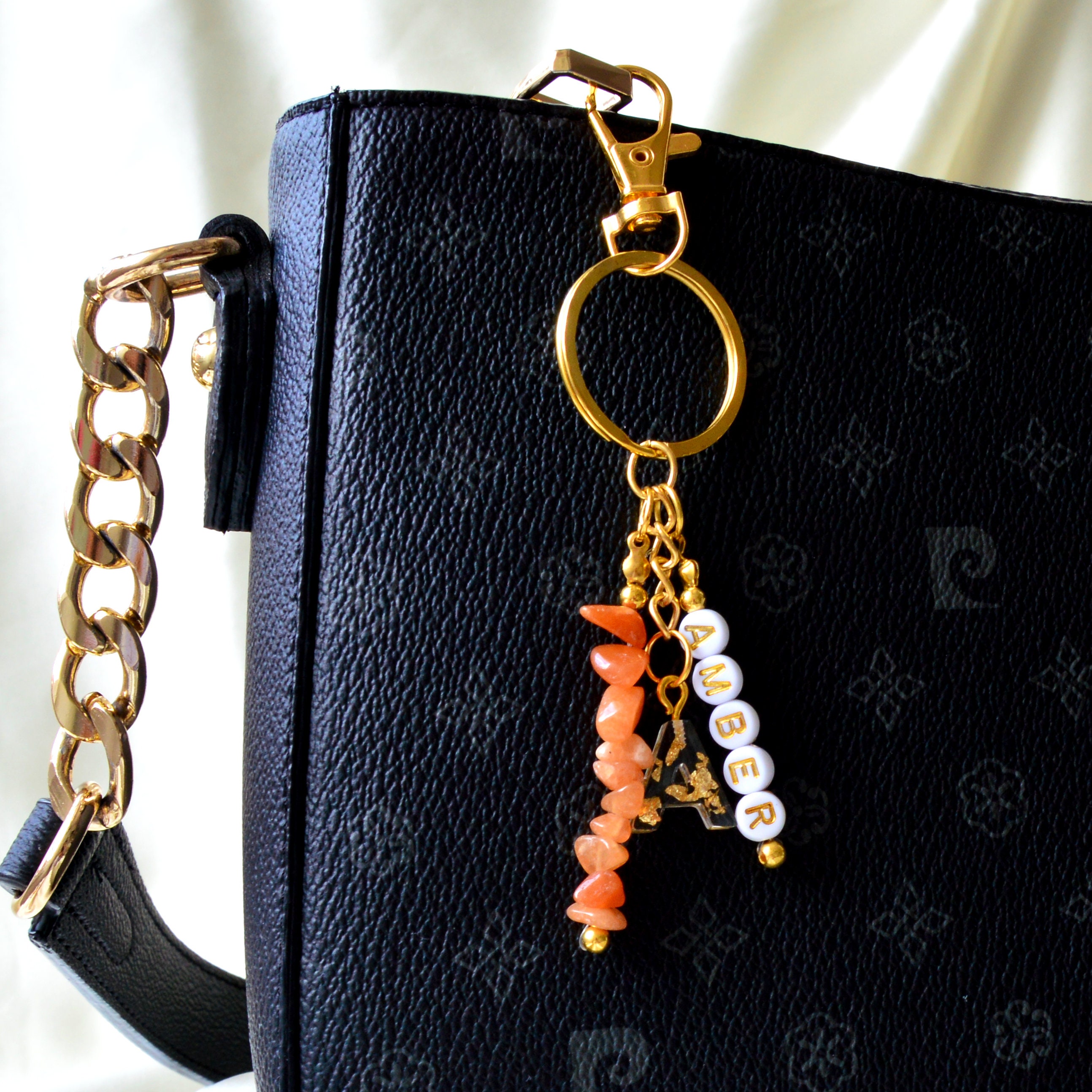 Personalized Crystal Keychain With Name, Gemstone Keychain, Custom Name ...