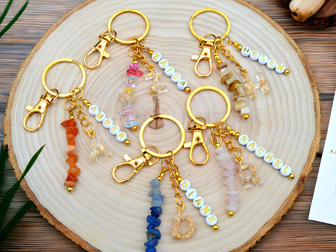 Personalized Crystal Keychain With Name, Gemstone Keychain, Custom Name ...