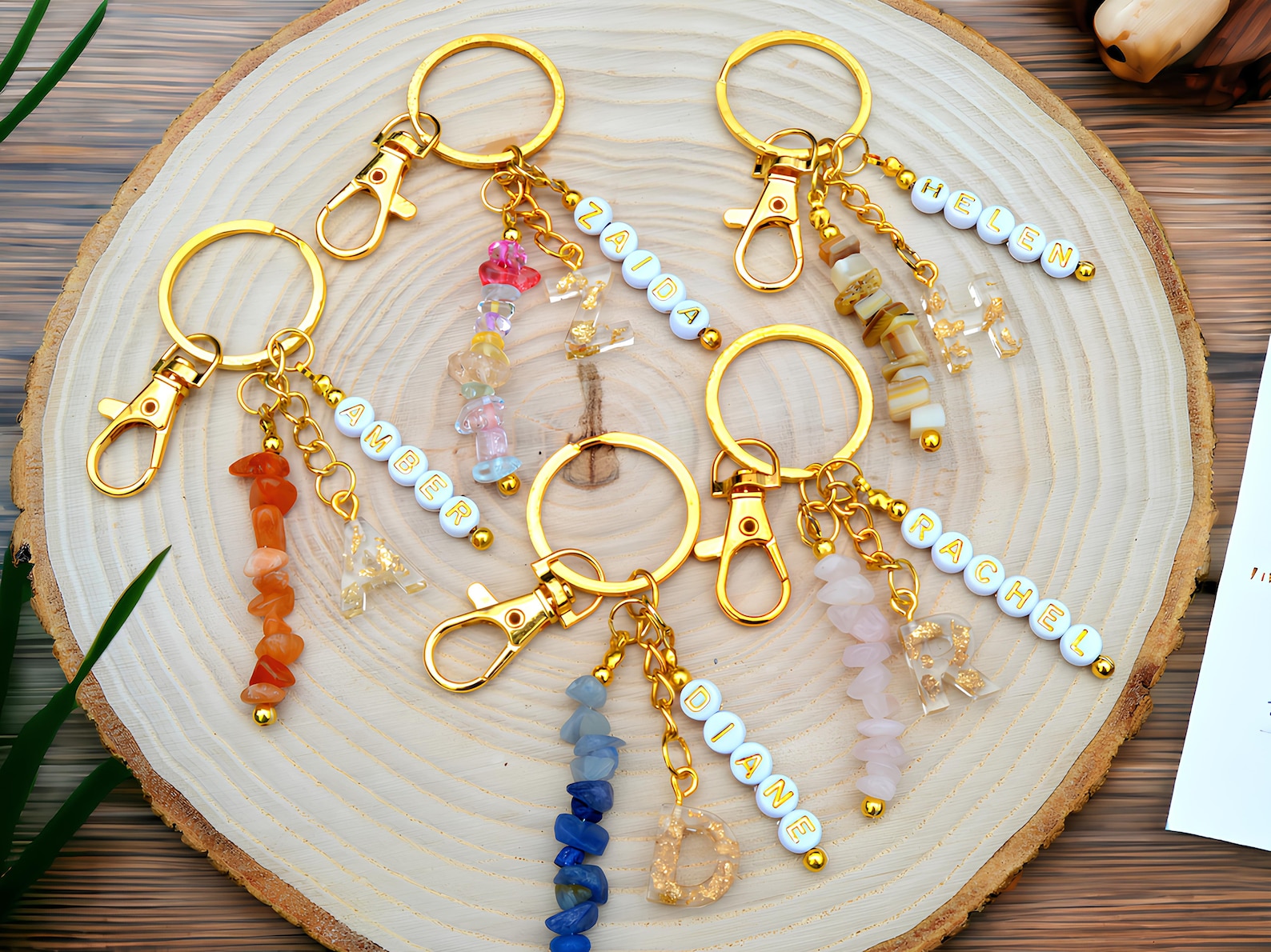Personalized Crystal Keychain With Name, Gemstone Keychain, Custom Name ...