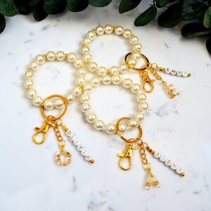 Pearl Beaded Keychain Wristlet Aesthetic Key Fob Wristlet Best Friend ...