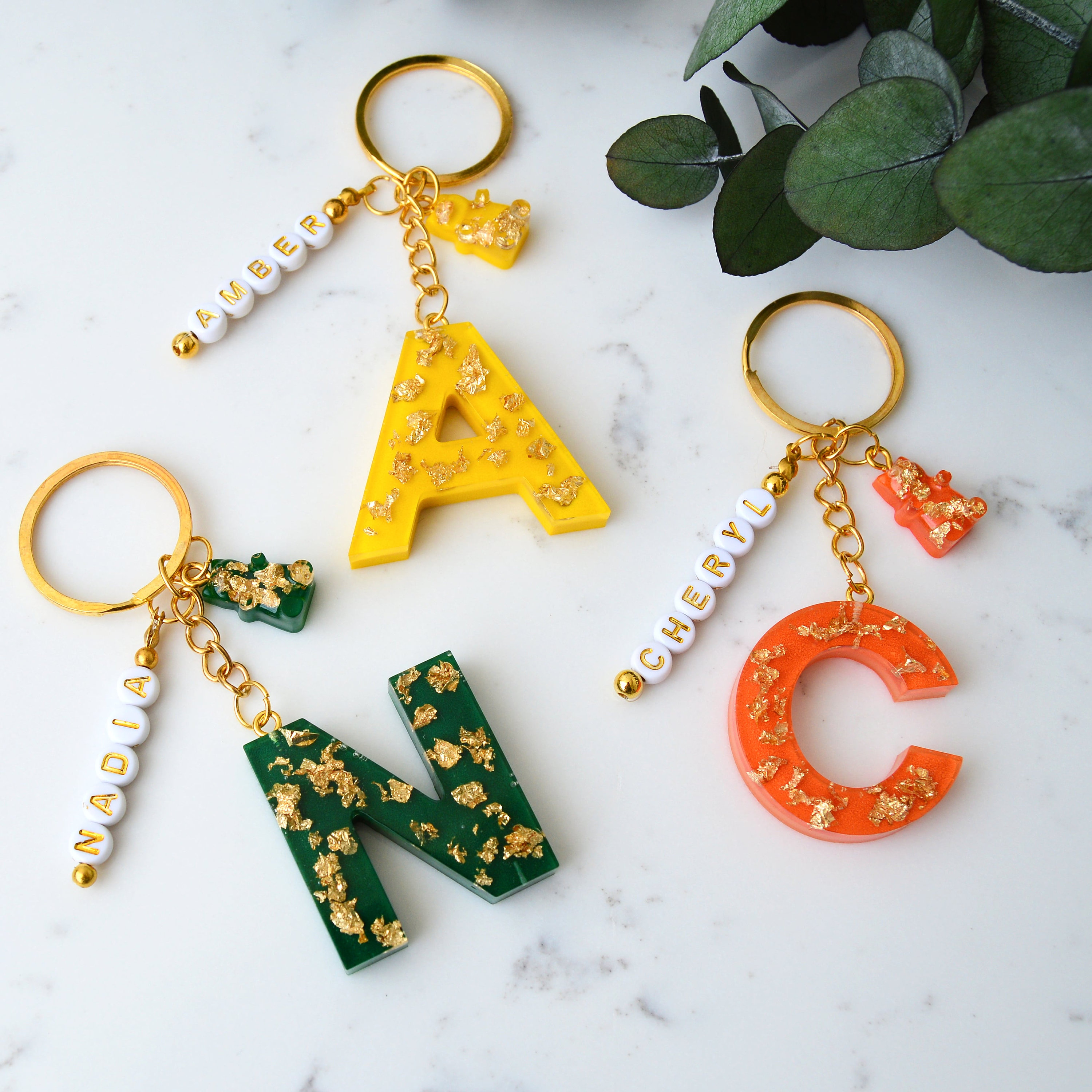 Custom Resin Initial Keychain With Name Letter Keychain Ideal for ...