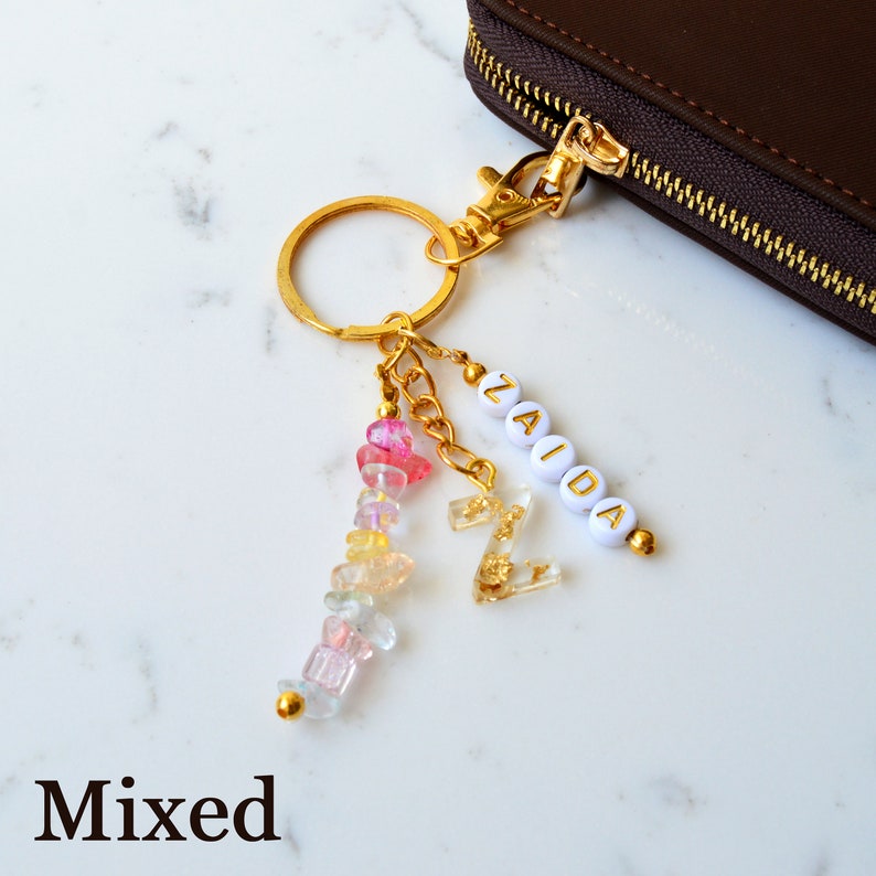 Personalized Crystal Keychain With Name, Gemstone Keychain, Custom Name ...