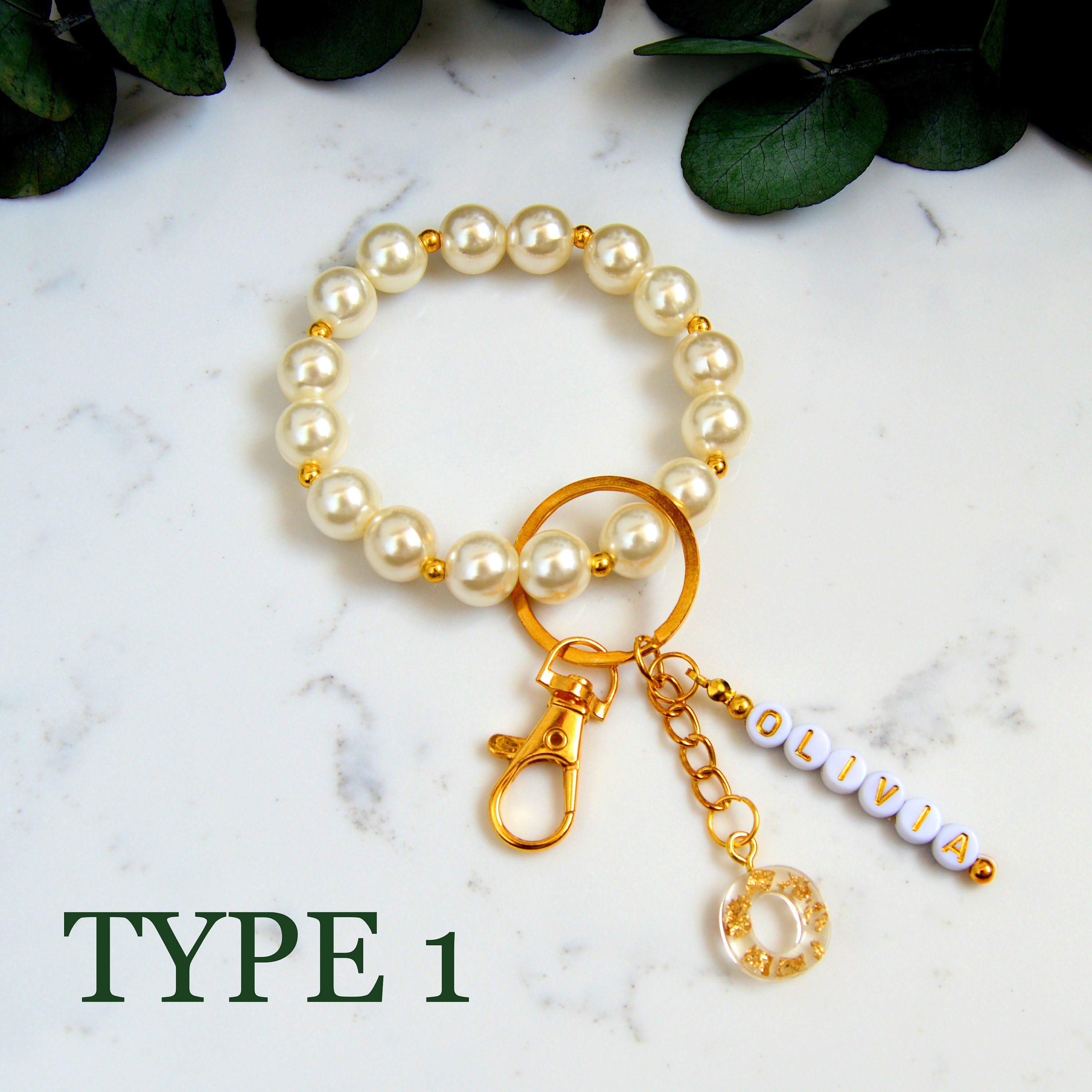 Pearl Beaded Keychain Wristlet Aesthetic Key Fob Wristlet Best Friend ...