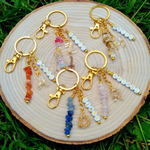 Personalized Crystal Keychain With Name, Gemstone Keychain, Custom Name ...