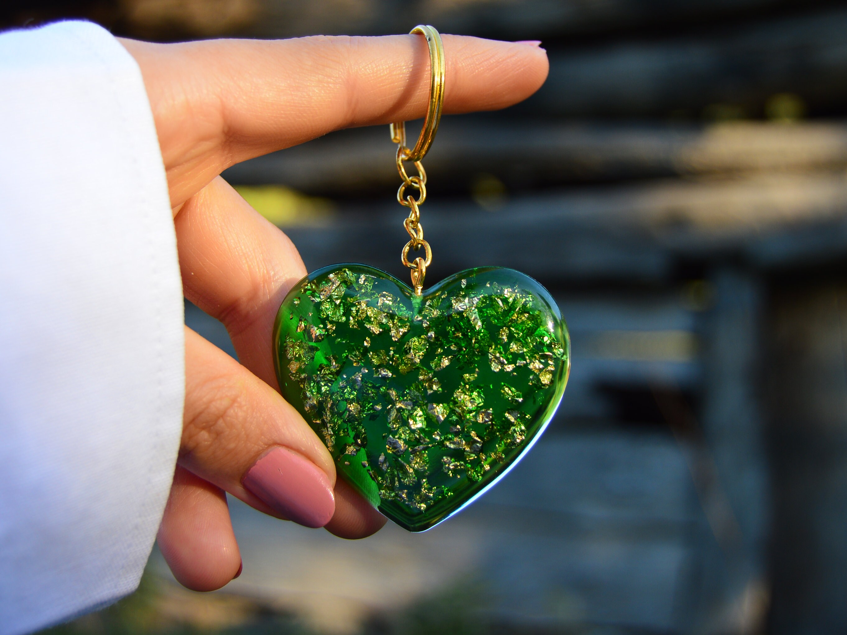 Heart Custom Resin Keyring Keychain Green Red Blue - Etsy