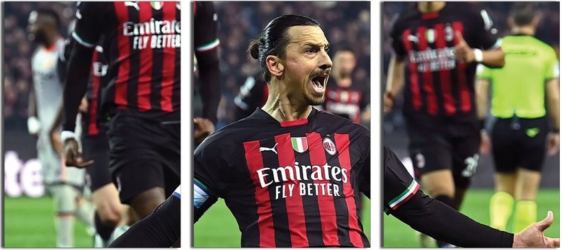 Tríptico Cuadro de pared Zlatan Ibrahimovic AC Milan - Etsy México