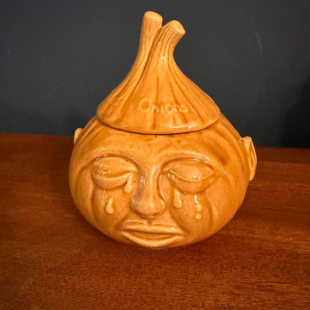 Vintage Collectible Onion Crying Face Ceramic Pot 1970s Mint and ...
