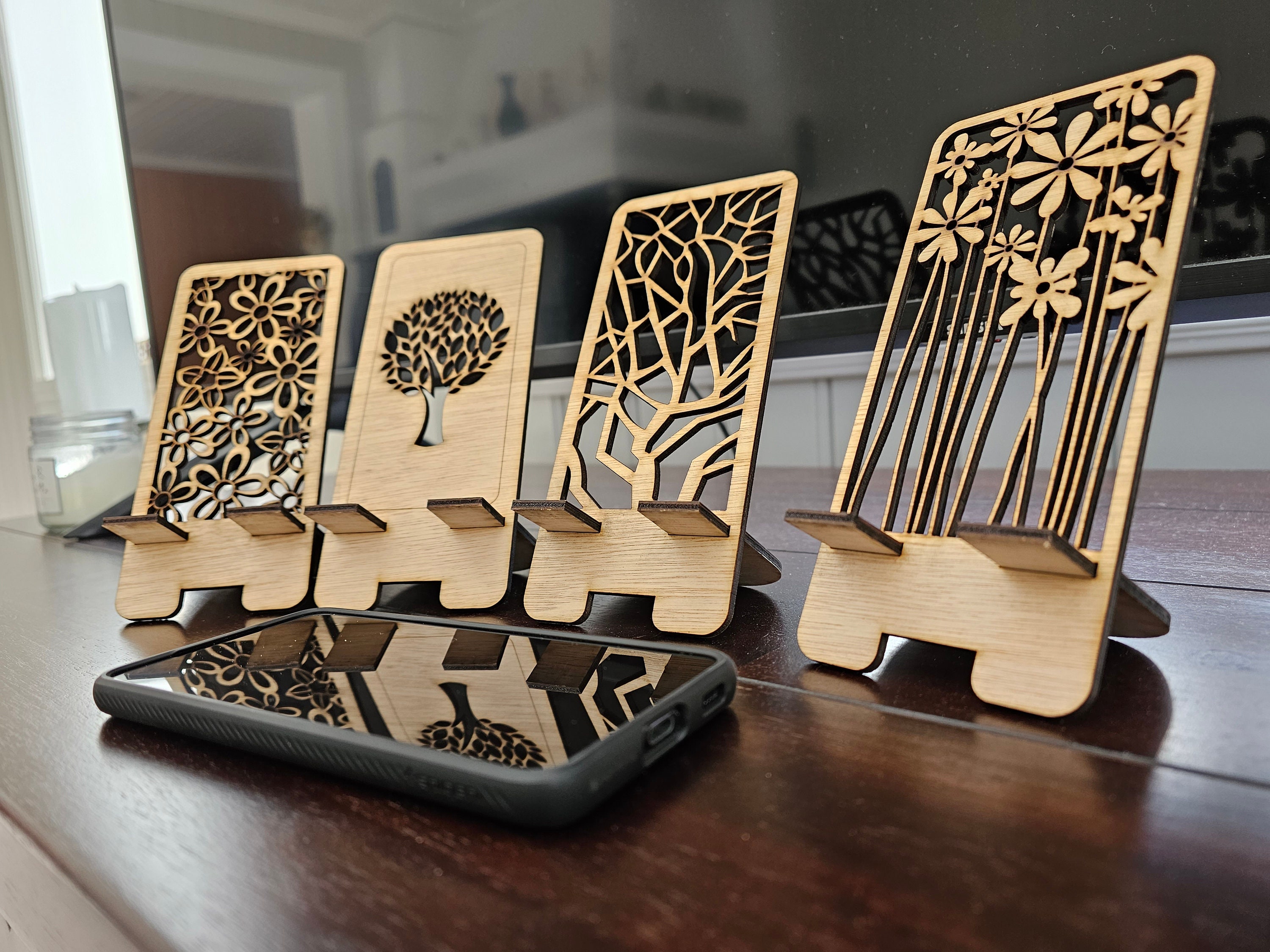 4 Laser Cut Phone Stand SVG EPS AI Vector Digital Download 3mm - Etsy UK