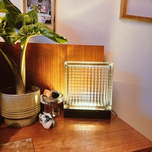 Glass Block LED Lamp, Stylish Ornament Light, Side Table Lamp, Square ...